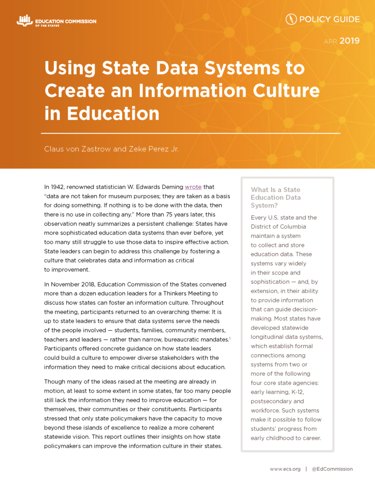 Using State Data Systems to Create an Information Culture in Education ...