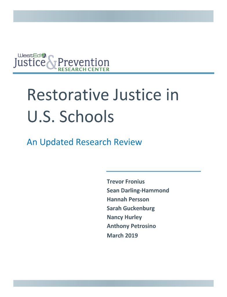 Restorative Justice in U.S. Schools: An Updated Research Review – SEL ...