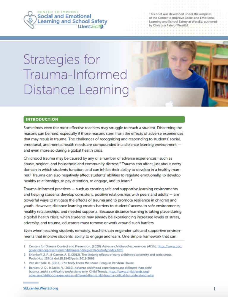 Strategies for Trauma-Informed Distance Learning – SEL Center