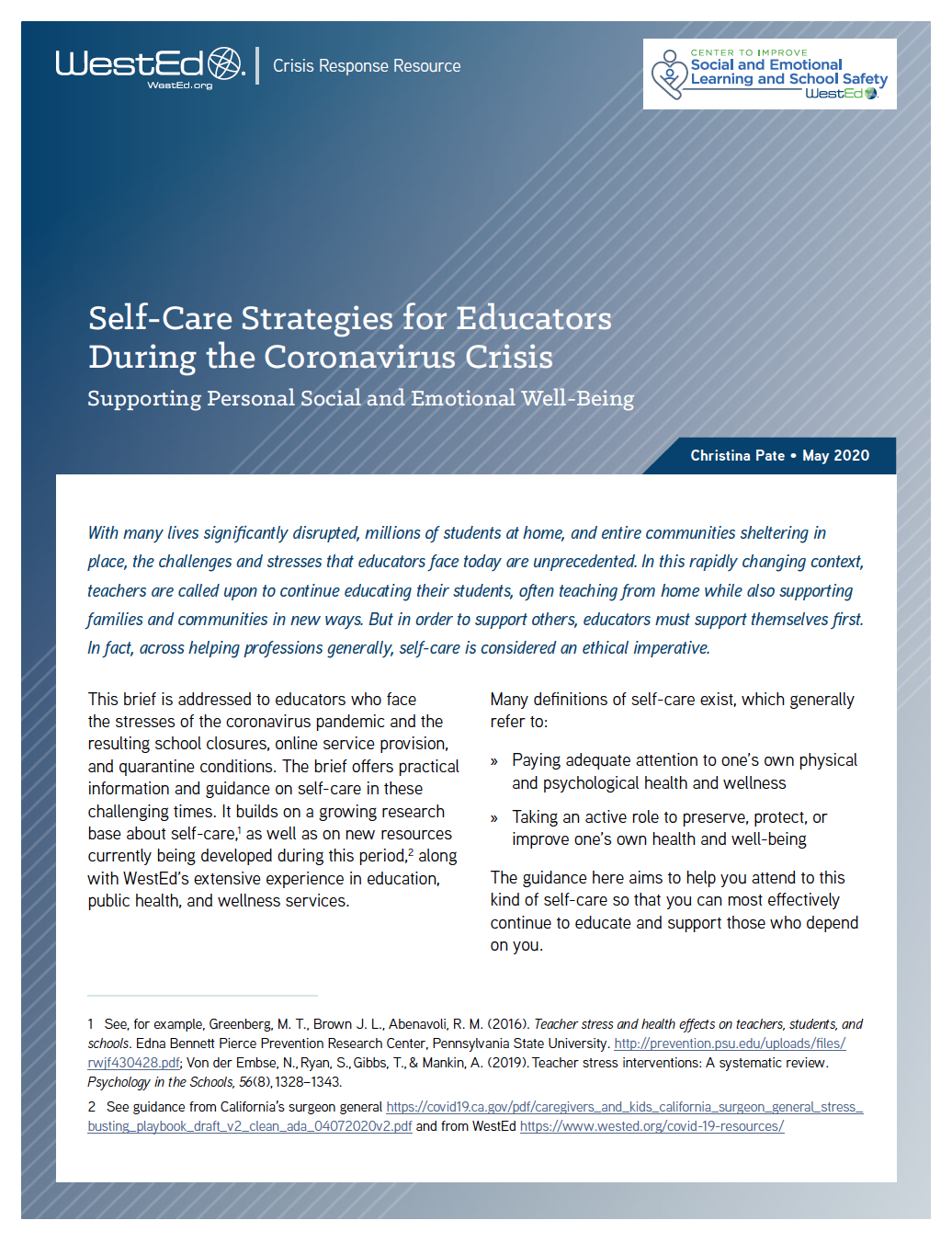 Self-Care Strategies for Educators During the Coronavirus Crisis ...