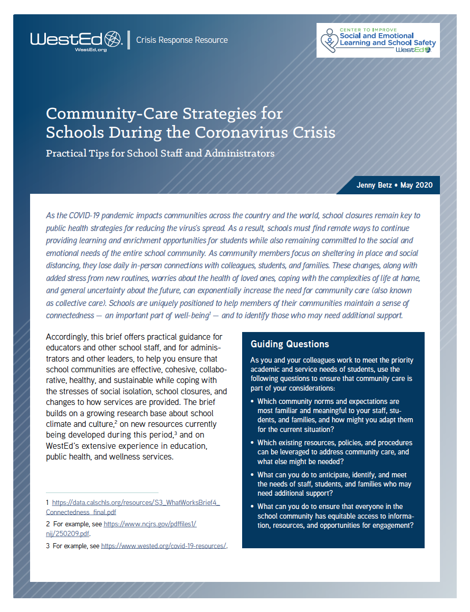 Community-Care Strategies for Schools During the Coronavirus Crisis ...