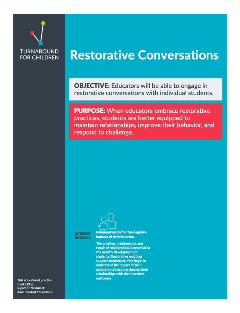 Toolkit: Restorative Conversations – SEL Center