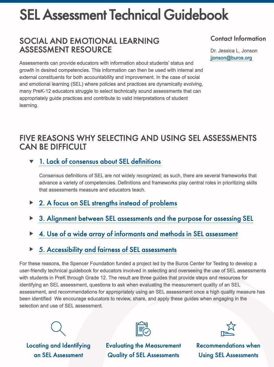 SEL Assessment Technical Guidebook – SEL Center