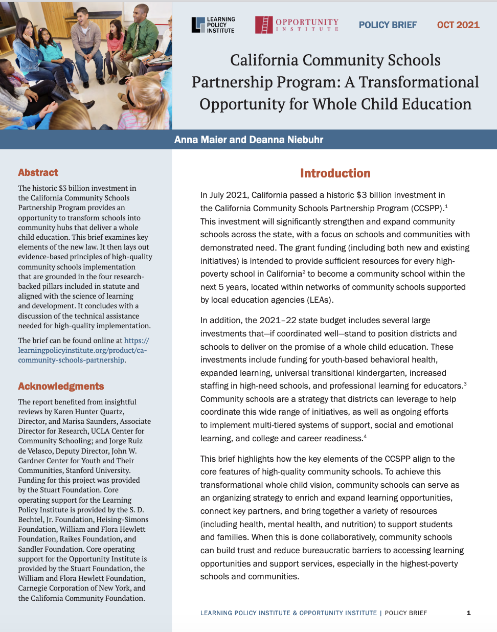 California Community Schools Partnership Program: A Transformational ...