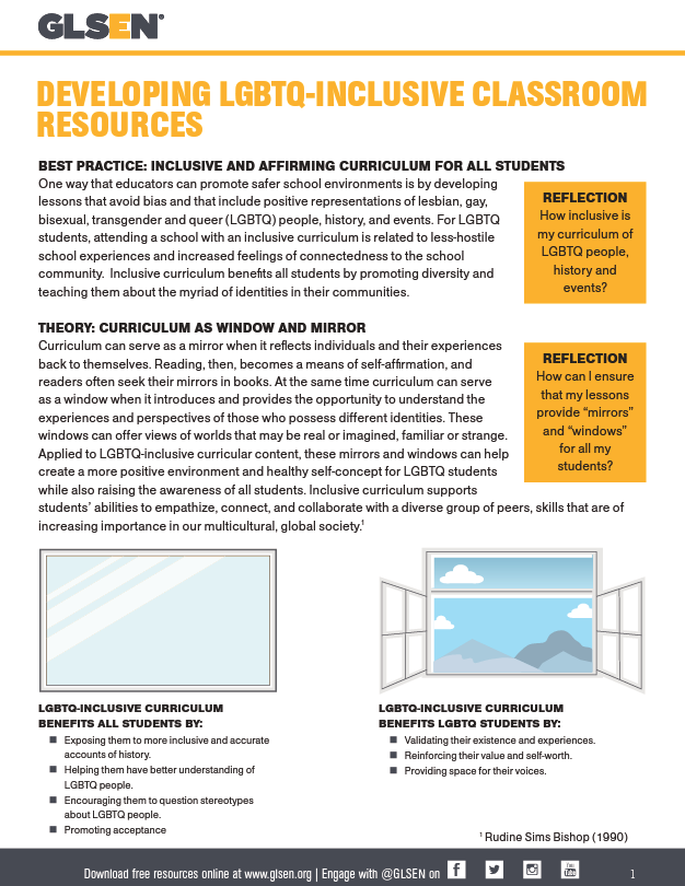Developing LGBTQ-Inclusive Classroom Resources – SEL Center Developing LGBTQ-Inclusive Classroom Resources – SEL Center